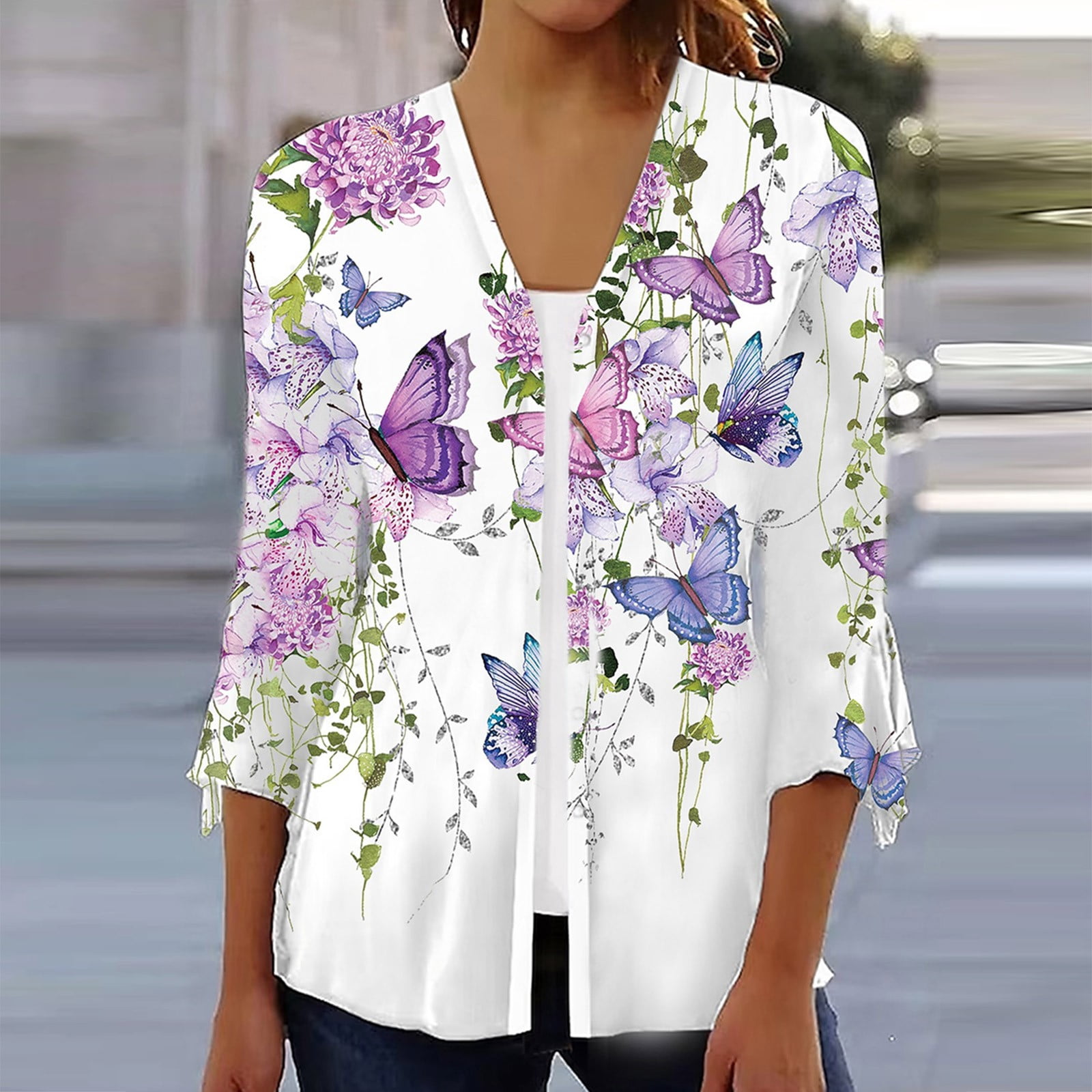 Sksloeg Women's Summer Tops Dressy Summer Button Cardigans Tops Women ...