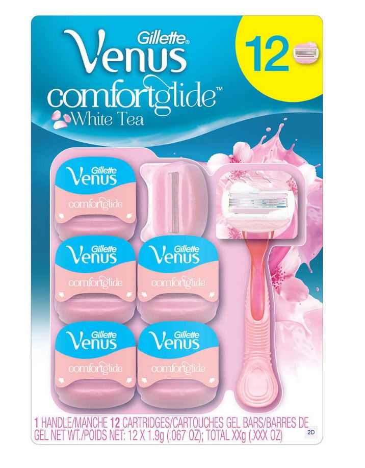 Gillette Venus ComfortGlide White Tea Razors (1 handle/12 cartiridges ...