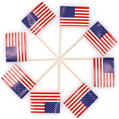 200 Cocktails American Toothpicks Flag Cake Toppers Mini Small American ...