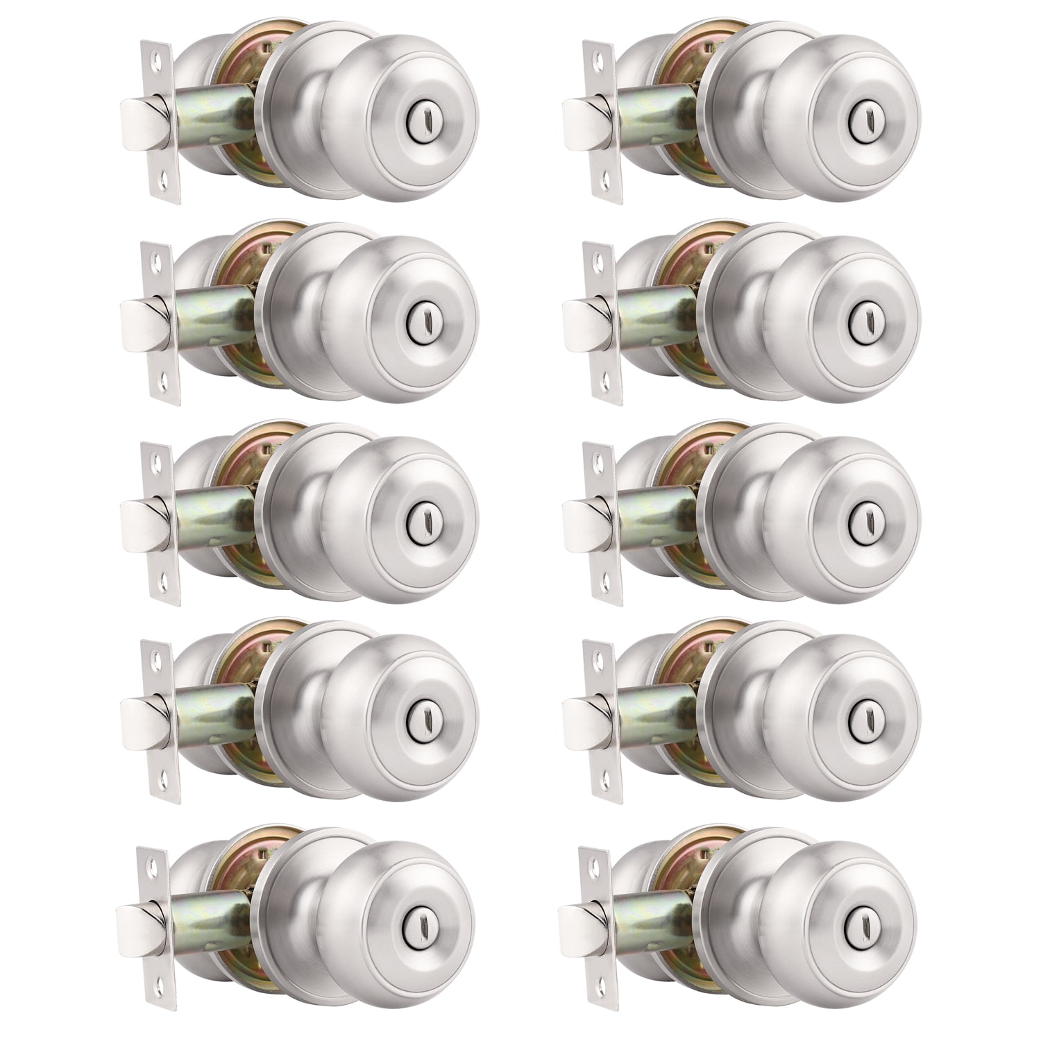Knobelite (10 Pack) Round Privacy Door Knob(Thumb Turn Lock on The ...