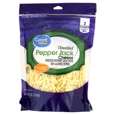 Great Value Shredded Pepper Jack Cheese, 8 oz - Walmart.com
