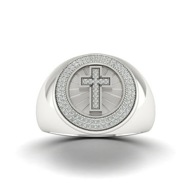 Men’s Sterling Silver Diamond Accent Cross Ring - Walmart.com