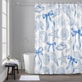 Blue Coastal Starfish Shower Curtain for Bathroom, Seashells Coral ...