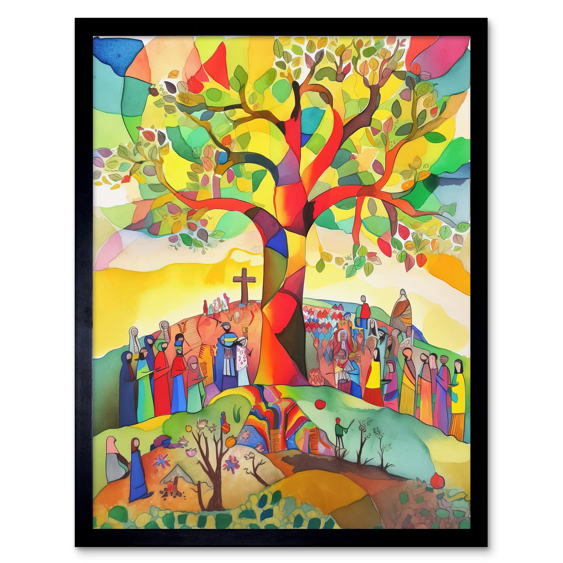 The Sermon On The Mount Jesus Folk Art Bible Art Print Framed Poster ...