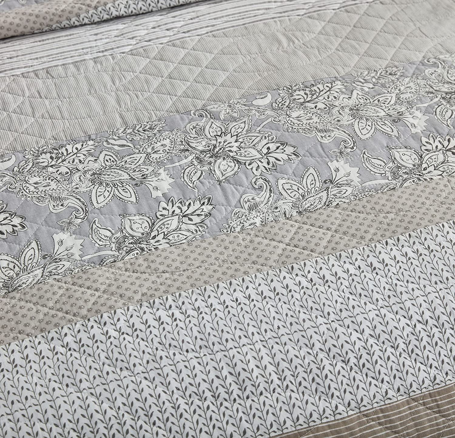 Chezmoi Collection 3-Piece Hibiscus Plaid Striped Patchwork Cotton ...