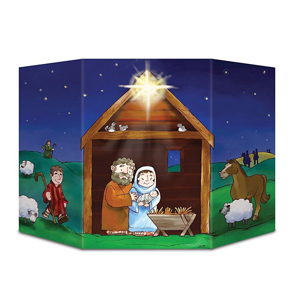 Beistle New 3' x 25" Nativity Scene Stand Up Prop Holiday Season ...