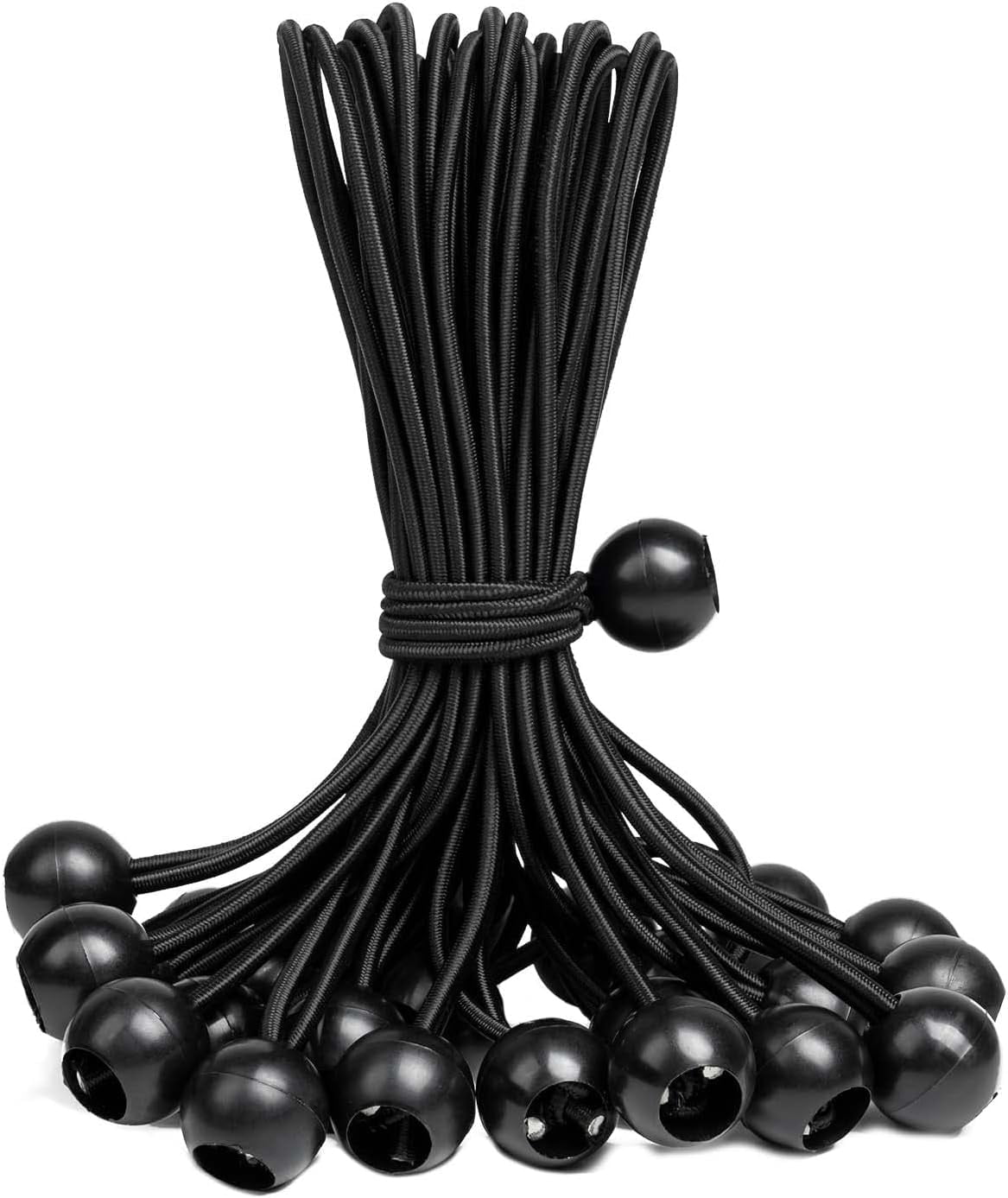 30-Pack Heavy Duty Ball Bungee Cords, 12-Inch Elastic Cord, Black ...