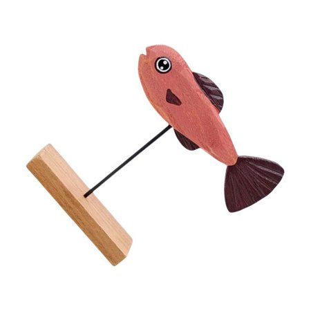 Wooden Fish Ornaments Fish on Stand Crafts Decor Fish Statue Desktop ...