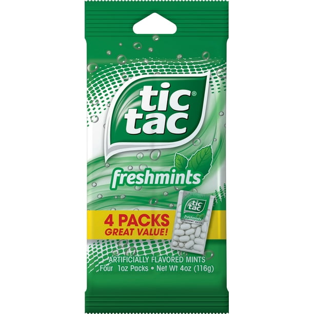 Tic Tac Freshmint Flavor Hard Candy Mints 1 Oz Singles 4 Count