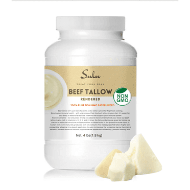 Organic Grass-Fed Beef Tallow, 100% Pure Rendered Fat for Cooking and ...