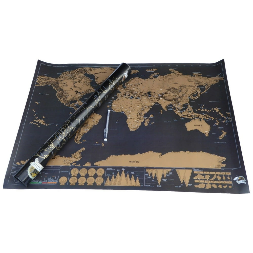 Scratch Off World Map Deluxe Edition Poster Travel Personalized Journal ...