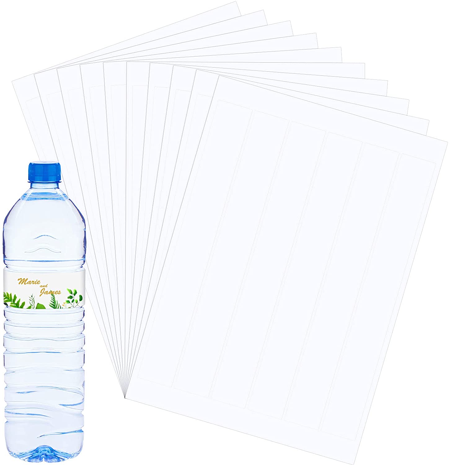 180 Pieces Waterproof Blank Water Bottle Label 9.4 x 1.3 inch Adhesive ...