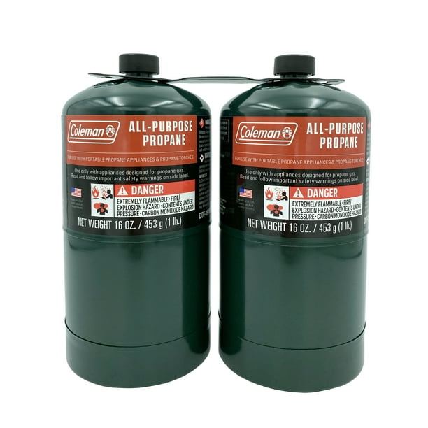 Coleman All-Purpose Propane Gas Cylinder, 16 ounce, 2-Pack - Walmart.com
