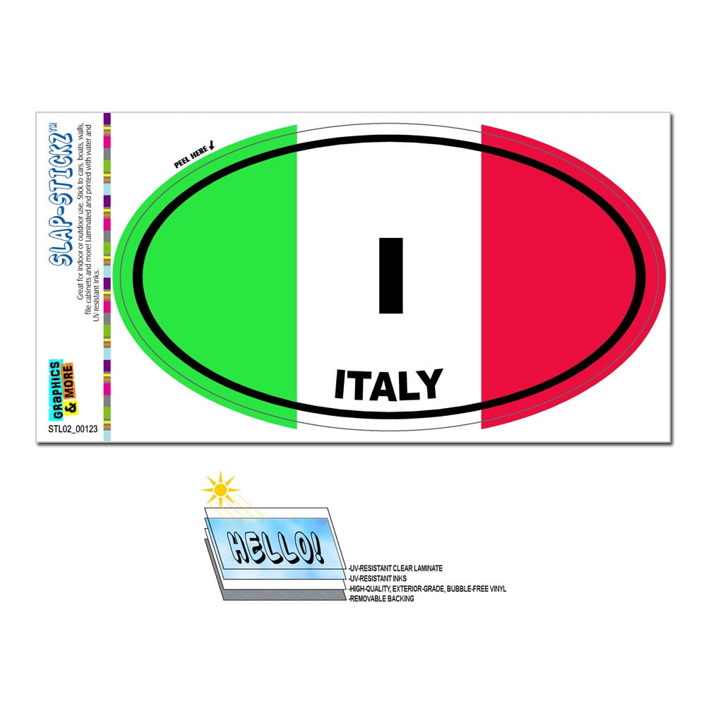 Italy Country Flag - I Euro Oval Italian SLAP-STICKZ(TM) Premium ...