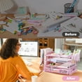 Livhil Desk Organizer, 4-Tier Pink Metal Mesh, File Organizer with ...