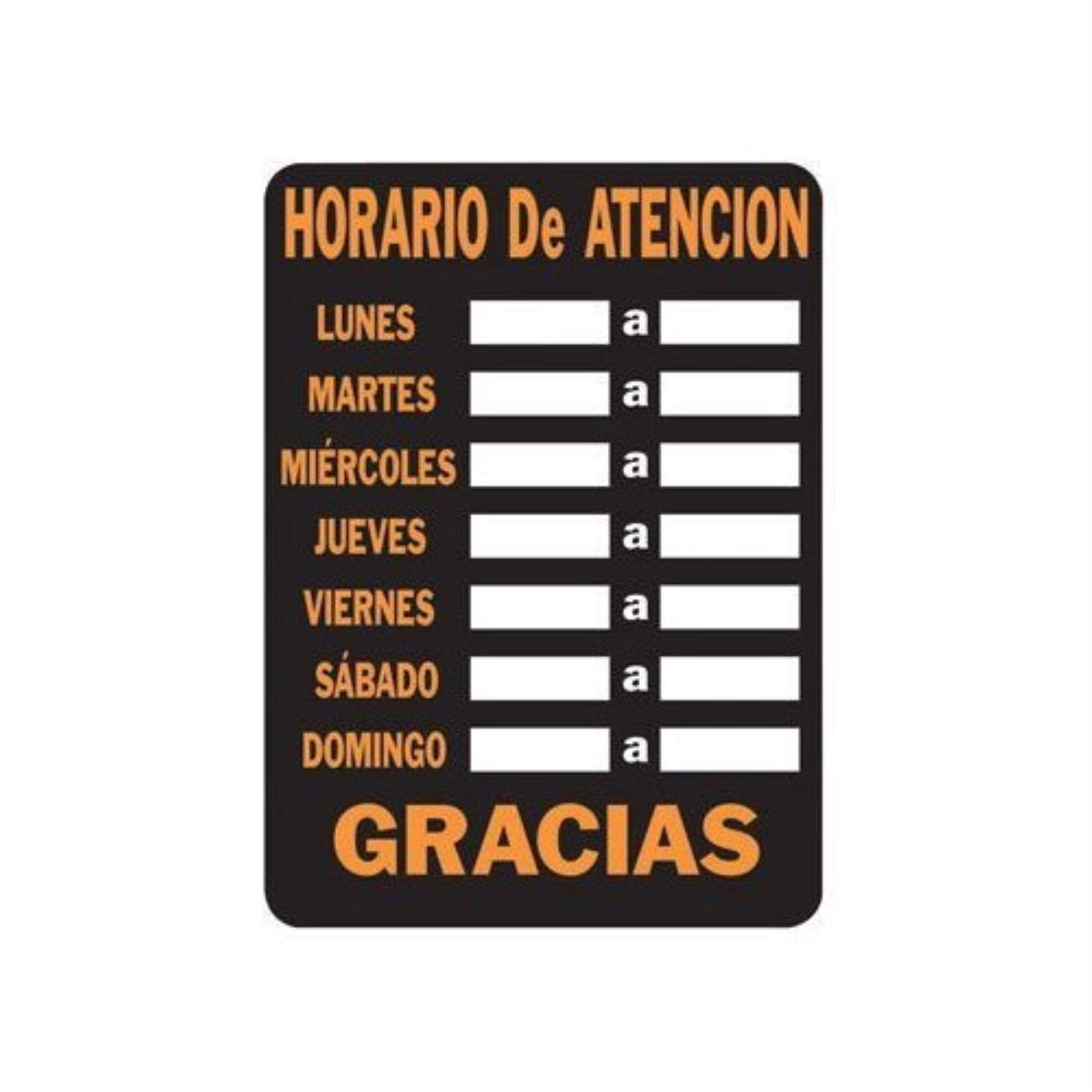 5481262 SIGN HORARIO DE ATENCION Hy-Ko Spanish Black Informational Sign ...