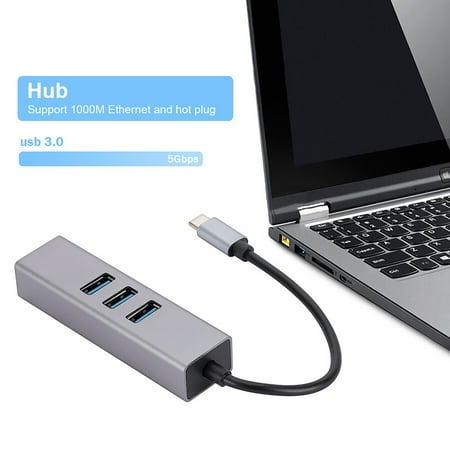 Destyer Type-C/USB 3.0 to USB 3.0 Converter Stable Networking HUB Data Splitter for Windows for ...