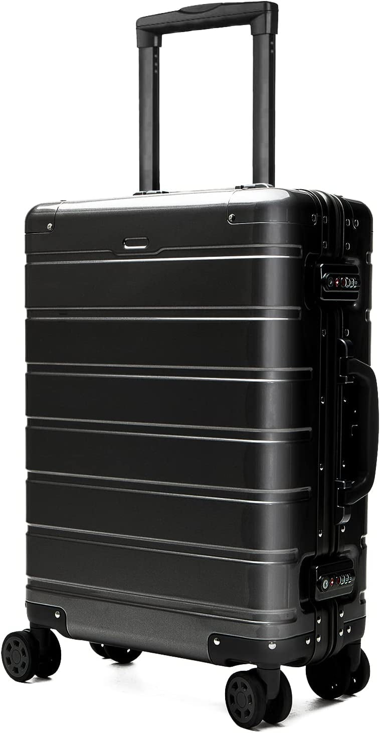 24" All Aluminum Luggage Luxury Spinner Hard Shell Suitcase Lightweight ...