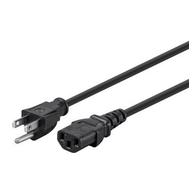 Monoprice 3-Prong Power Cord - 6 Feet - Black | NEMA 5-15P to IEC 60320 C13, 18AWG, 10A, 125V ...