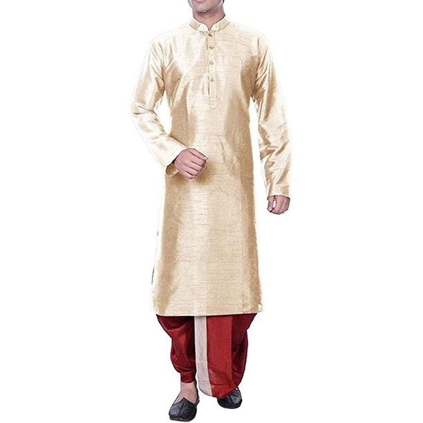 Royal Kurta Mens Cotton Silk Short Pathani Kurta (42, White) - Walmart.com