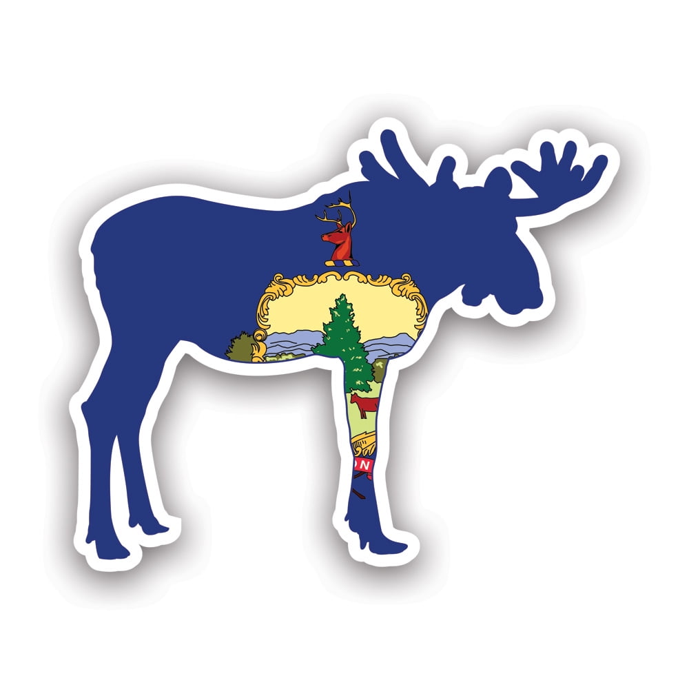 Vermont Moose Shaped Flag Sticker Decal - Self Adhesive Vinyl ...