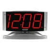 Sharp LED Digital Alarm Clock, Swivel Base, Silver Case, Red Display ...