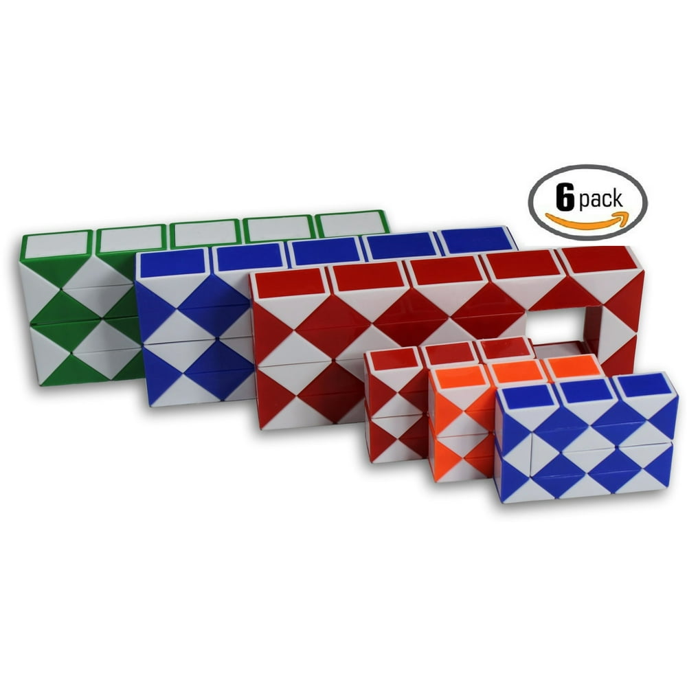 Magic Snake Cube Twist Puzzle Bundle of 6! 3 Mini Cubes and 3 Large ...