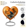 A Blackbird's Watchful Eye Amber Leaves - Heart Urn For Ashes - Compact ...