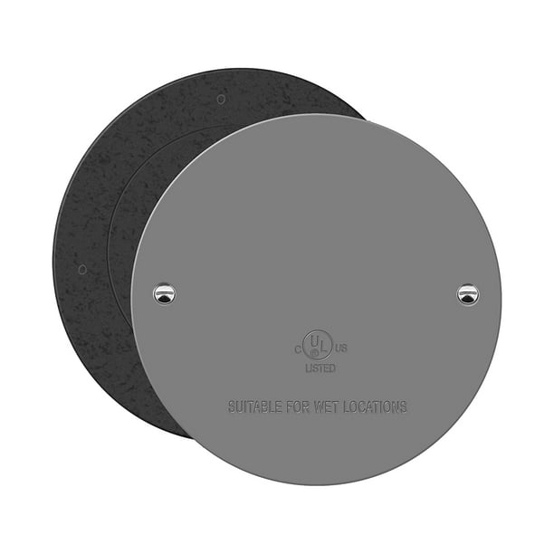 ENERLITES 4” Diameter Round Weatherproof Cover, Blank Metal Wall Plate ...