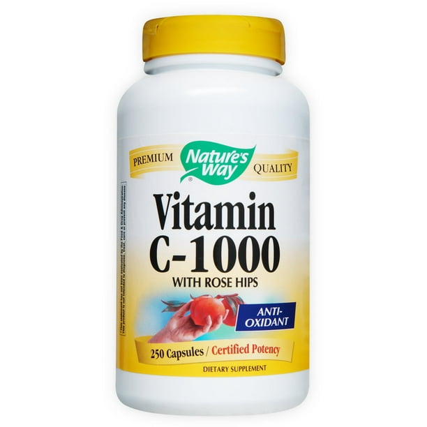 Nature's Way Vitamin C 1000-Rose Hips Capsules, 250 Ct - Walmart.com