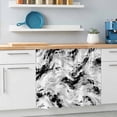 Black Grey Marble Waves Cabinet Curtains 10" W x 11" L, Modern Abstract ...