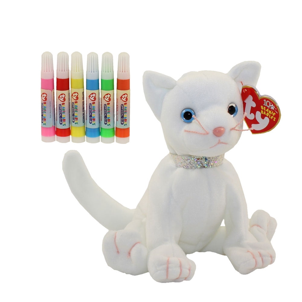 TY Beanie Baby - COLOR ME BEANIE **THE CAT** w/ markers (7.5 inch ...