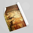 Deer In Forest Painting, Paper Wall Art Forest Landscape Mural ...
