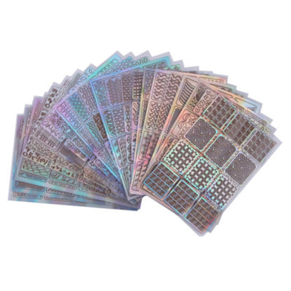 24 Sheets/set DIY Art Hollow 3D Sticker Stencil Gel Polish Template ...