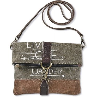 SAGEFINDS Upcycled Canvas Shoulder Bag | Zippered Crossbody | Earth ...