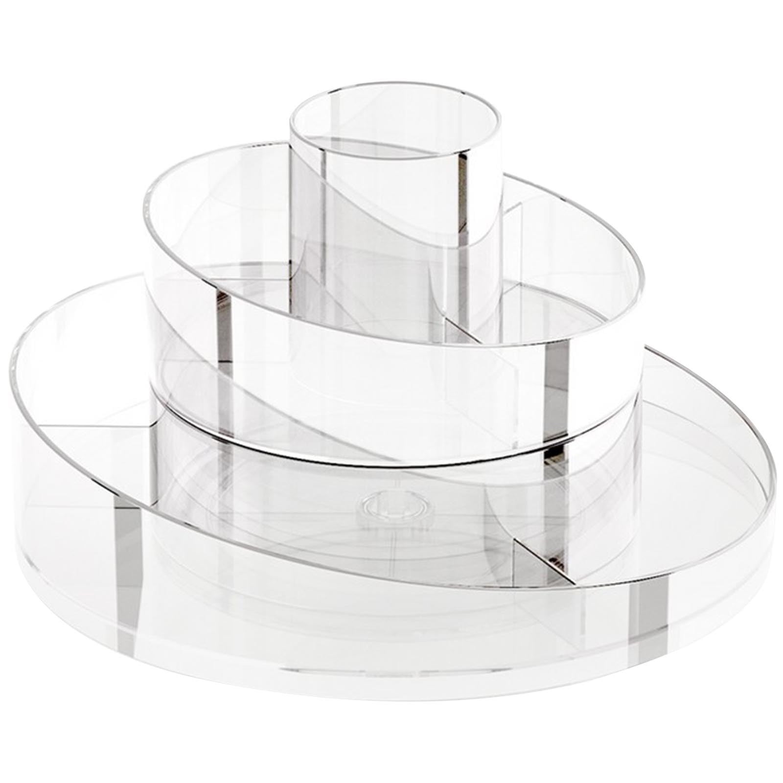 Wovilon 360° Rotating Makeup Organizer, 2 Layer Irregular Round Acrylic ...