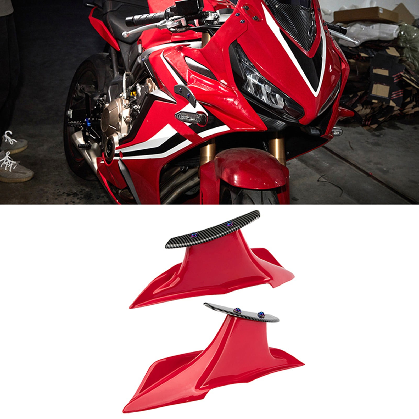 POSSBAY Pair Motorcycle Winglet Side Spoiler Air Deflector Wing For ...