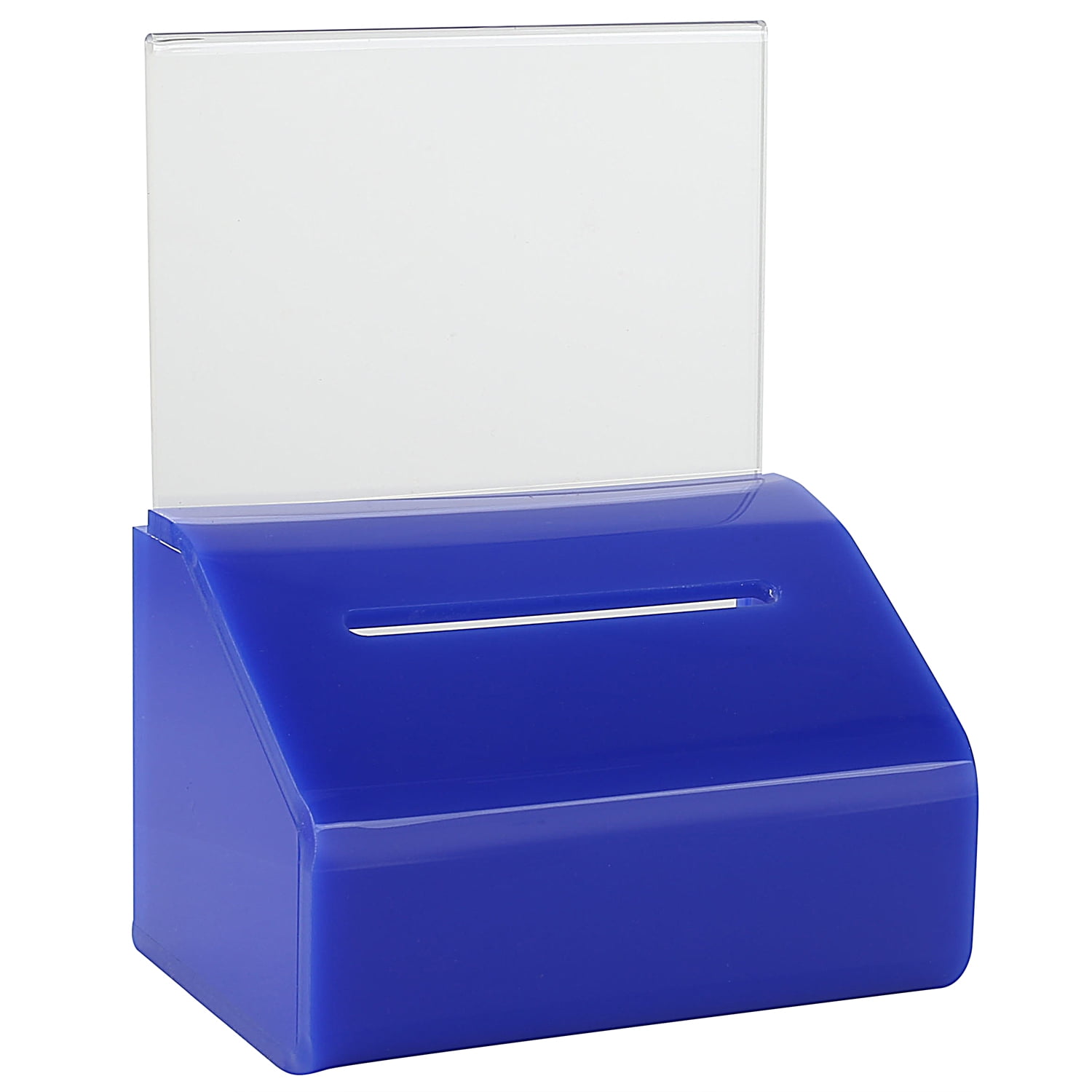 MCB Small Clear Donation Charity Ballot Box with Lock and Sign Holder ...