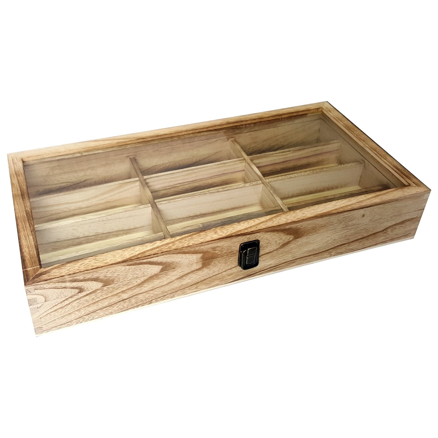 Wooden Eyewear Glass Display Case Tray 12 Compartments Sunglasses Organizers And Storage Box