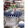 Abstract Art Round Outdoor Tablecloth with Umbrella Hole Classic Navy ...