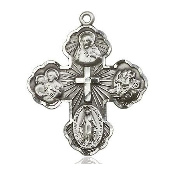 Extel Large Pewter Traditional Catholic 5-Way Cross Cruciform Medal ...