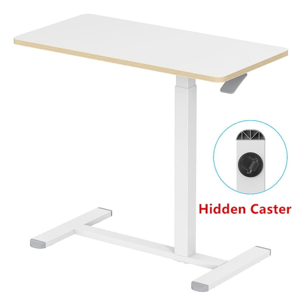 Adjustable Height Overbed Table with Wheels, C Shape Mobile Standing ...