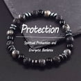 Classic Black Natural Labradorite Volcanic Stone Beads Bracelet Women ...