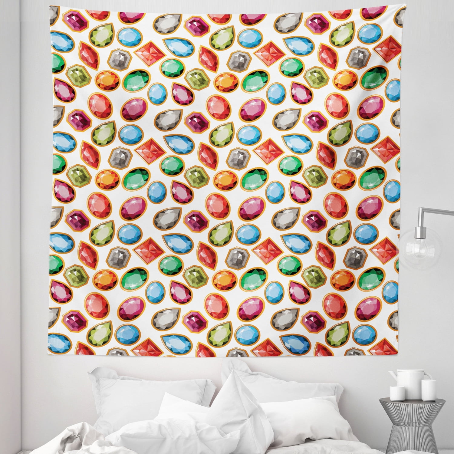 Colorful Tapestry, Diamond Patterns Different Type Forms Facets Square ...
