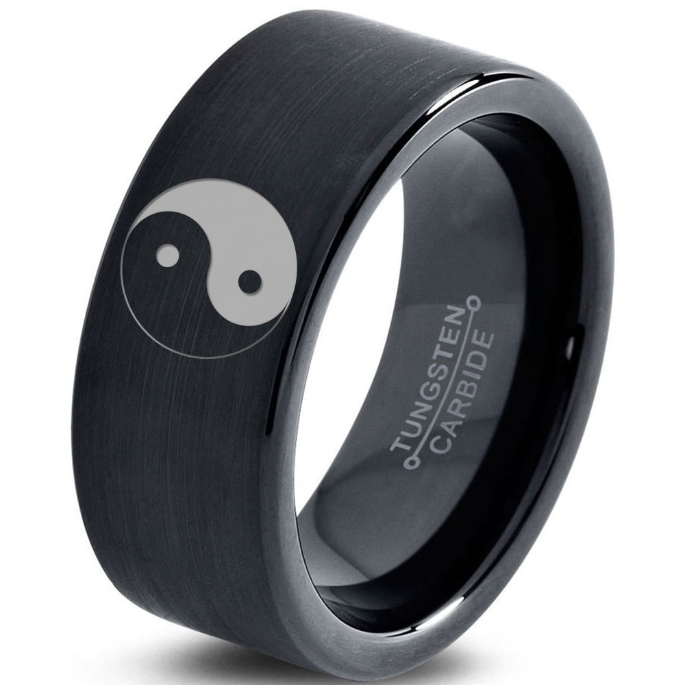 Zealot Jewelry - Tungsten Yin-Yang Band Ring 9mm Men Women Comfort Fit ...
