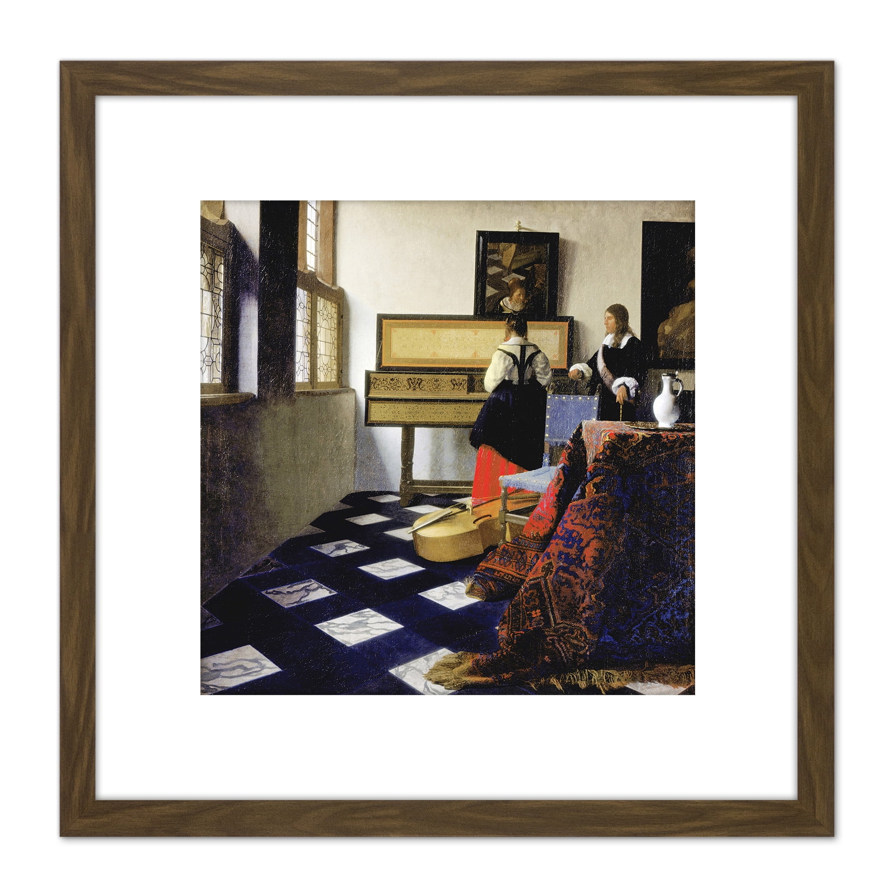 Vermeer Lady Virginal Gentleman Music Lesson Painting 8X8 Inch Square ...