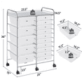 Alden Design 15 Drawers Rolling Storage Bin with Metal Frame & Lockable ...