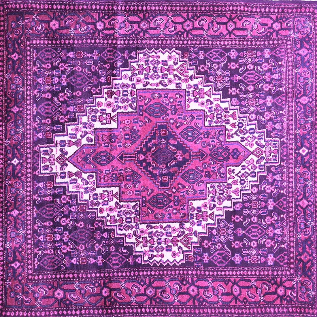 Ahgly Company Indoor Square Medallion Purple Traditional Area Rugs, 6 ...