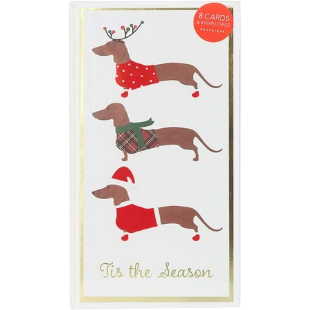 Graphique Weiner Dogs Boxed Holiday Cards, 15 Embellished Gold Foil and ...
