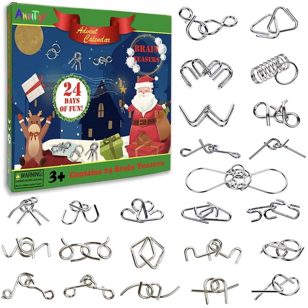 Advent Calendar 2021 with 24 PCS Brain Teaser Metal Wire Puzzle Toys ...